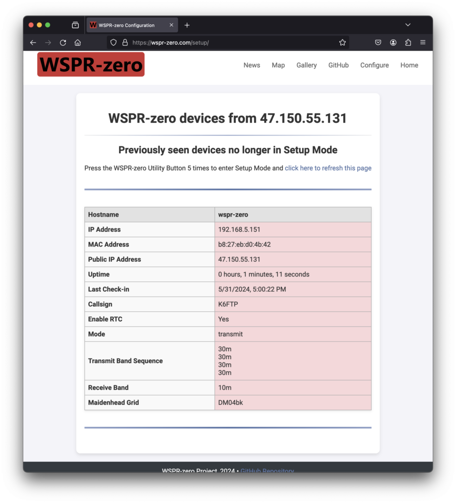 Setup | WSPR-zero